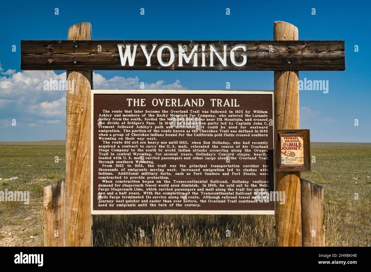 Overland Trail information sign, Snowy Range Road, State Highway 130 ...