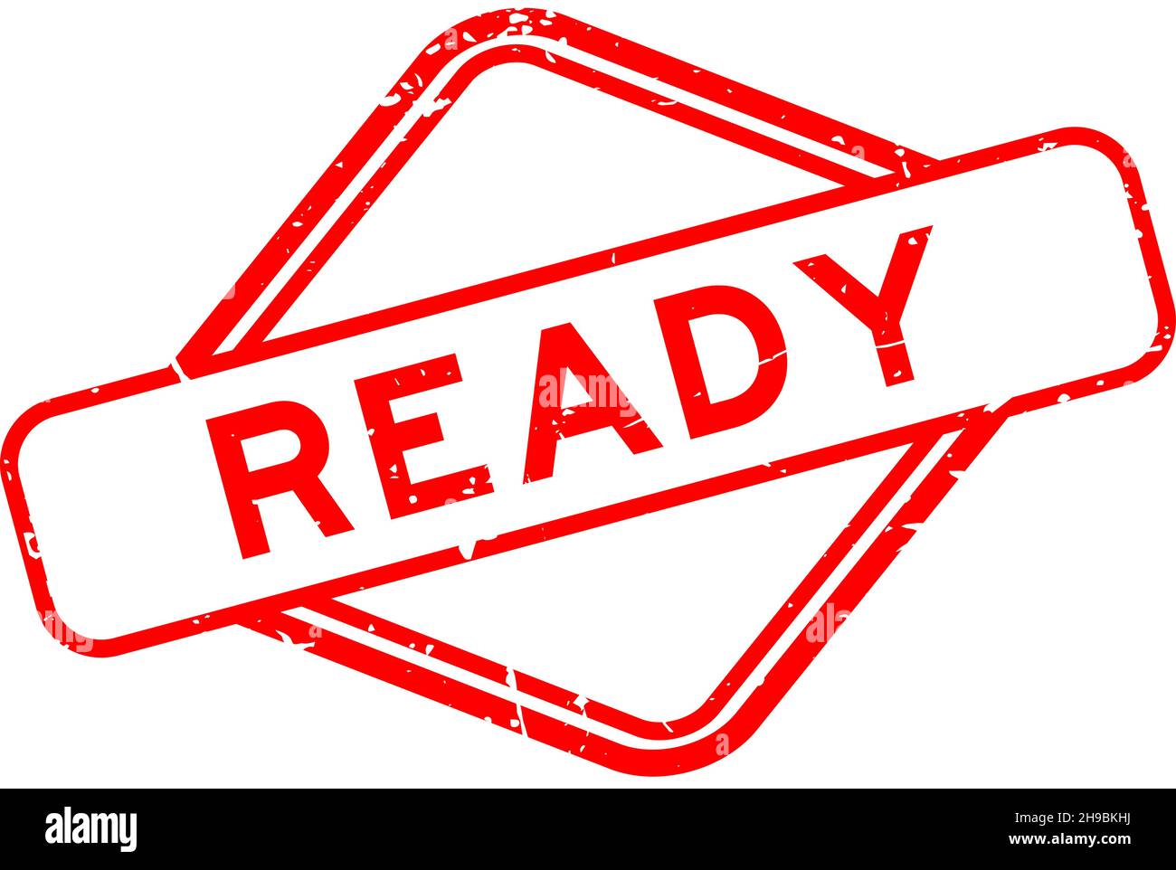 Grunge red ready word rubbber seal stamp on white background Stock ...