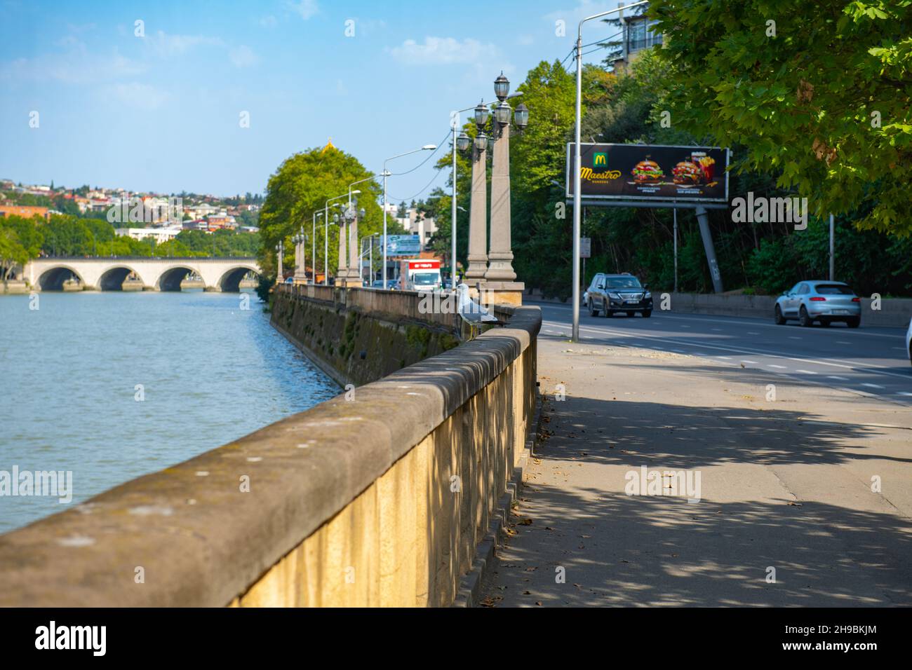 embankment of the river in tbilisi and the road Stock Photo - Alamy