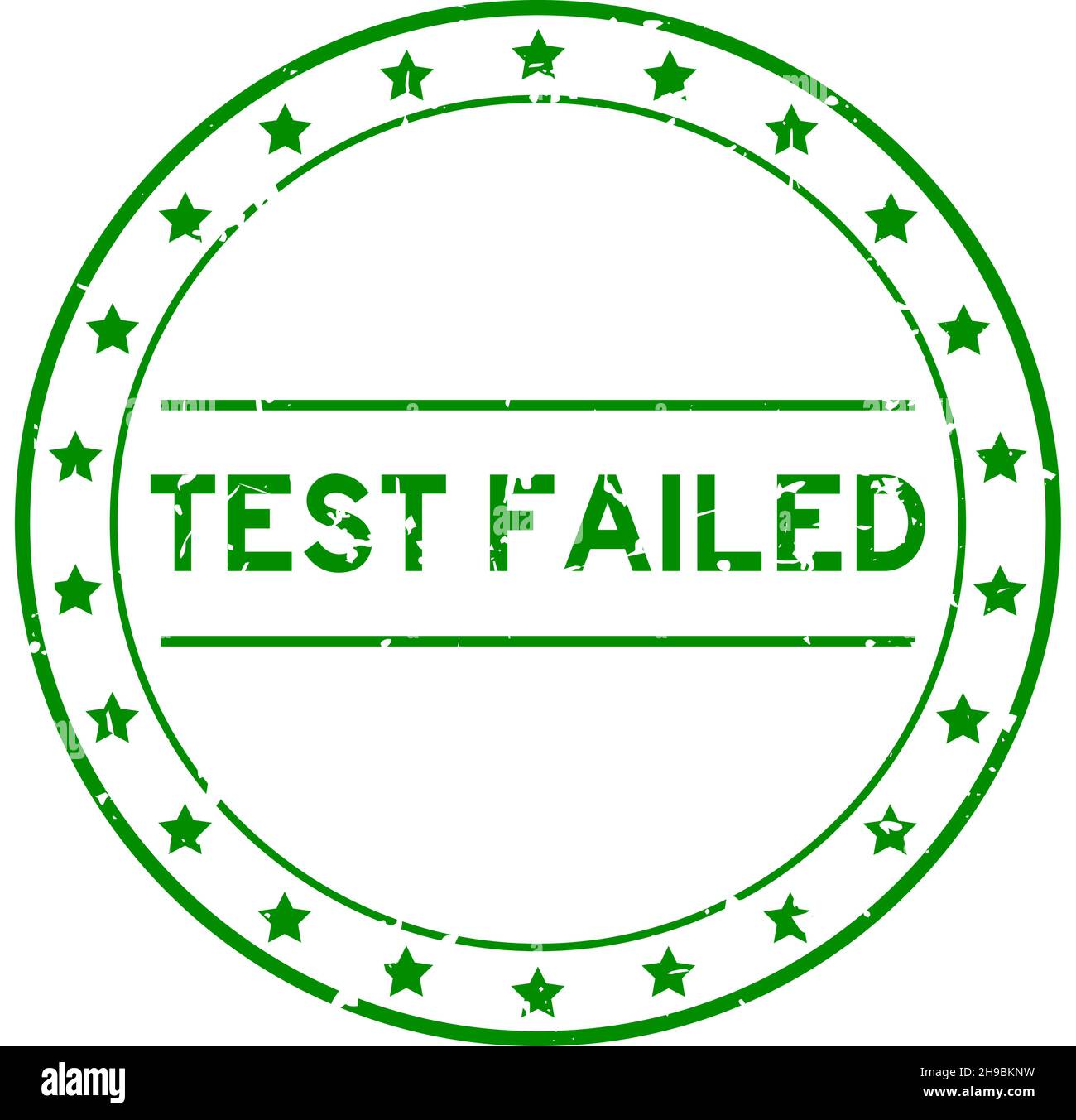 Grunge green test failed word round rubber seal stamp on white ...