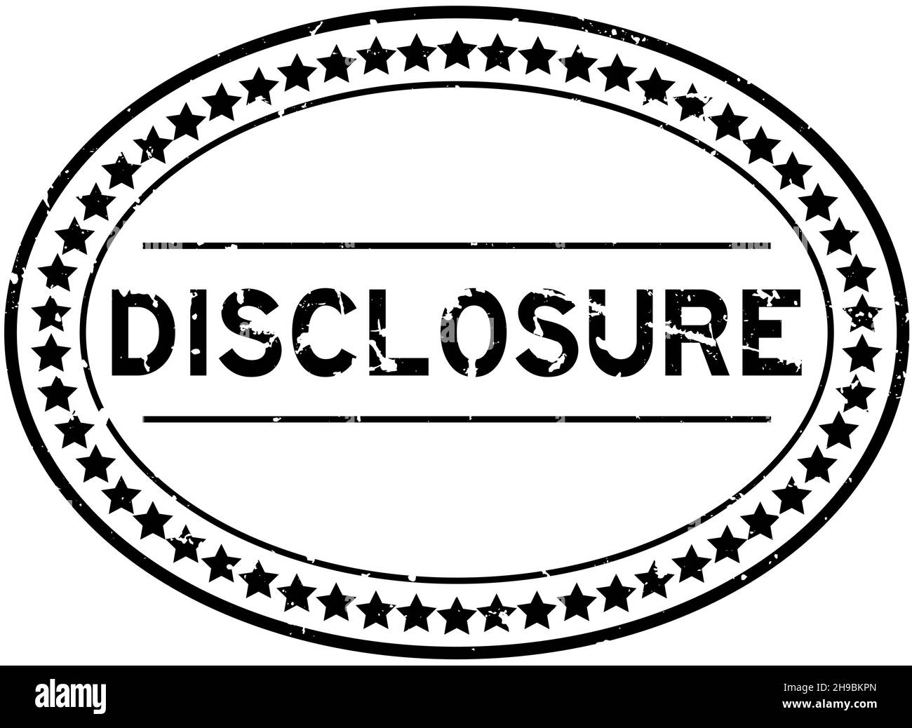Grunge black disclosure word oval rubber seal stamp on white background ...