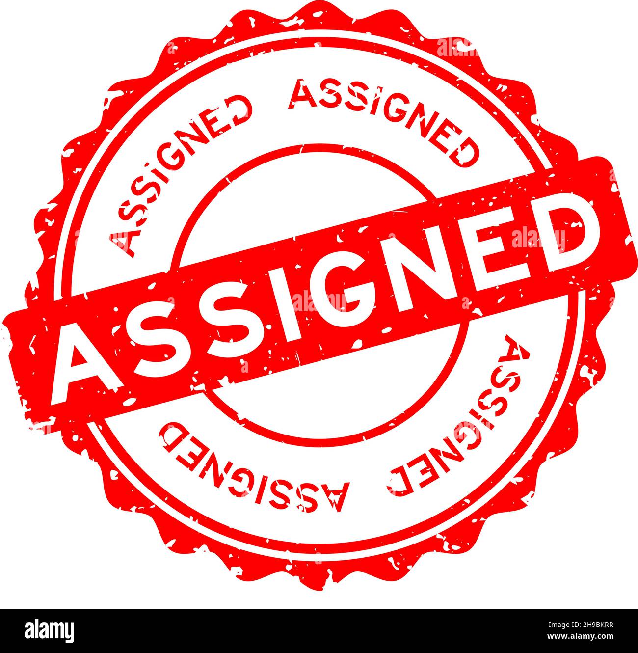 Grunge red assigned word round rubber seal stamp on white background ...