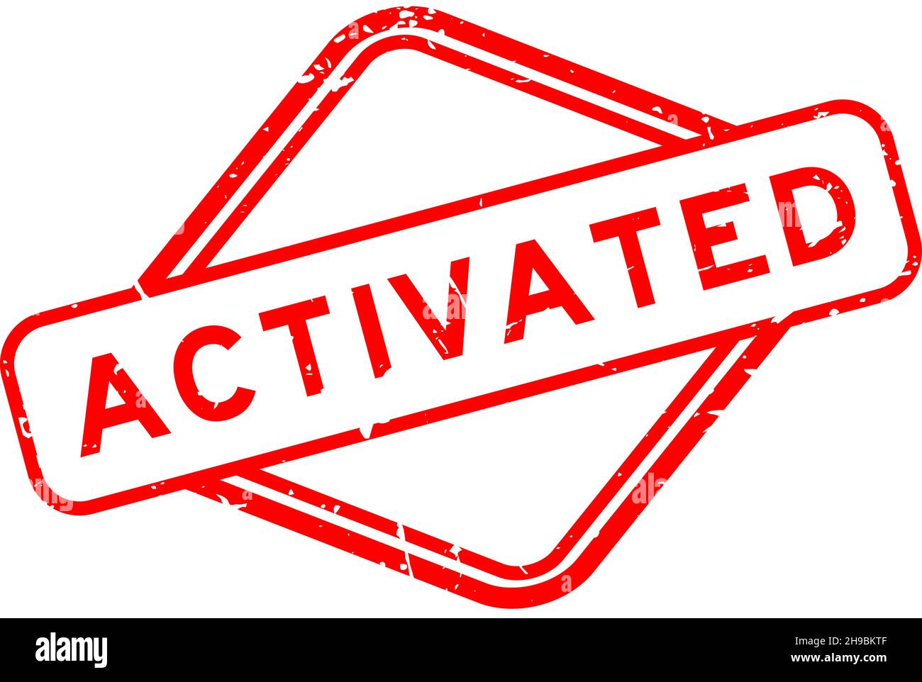 Grunge red activated word rubber seal stamp on white background Stock ...