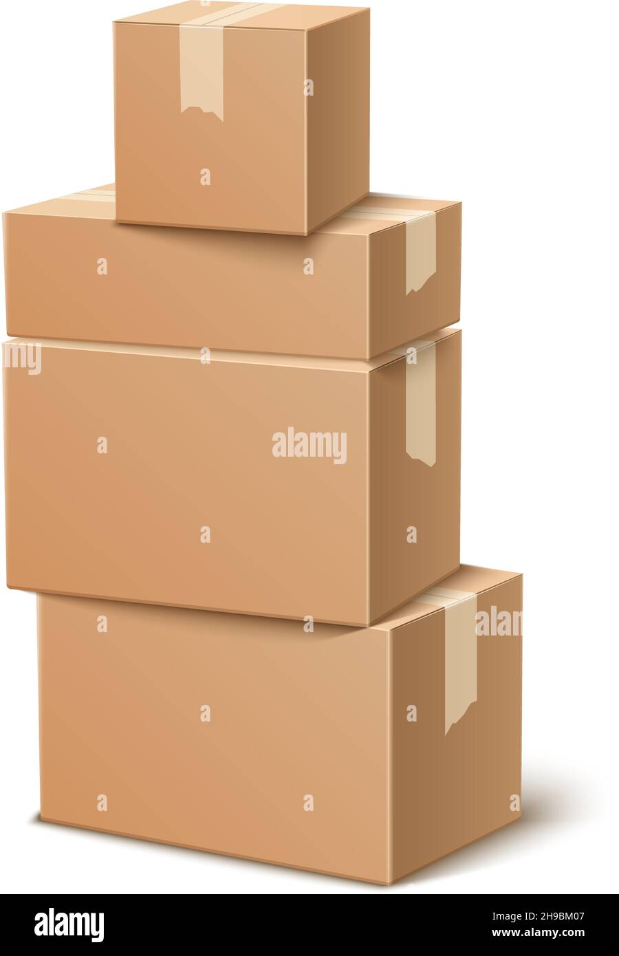 Cargo package stack. Sealed cardboard boxes in realistic style Stock ...