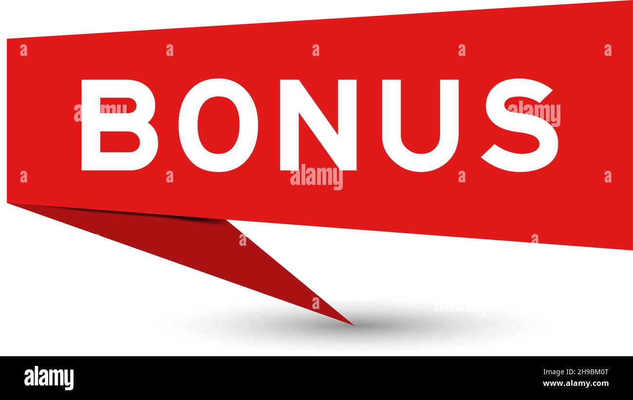 Red color speech banner with word bonus on white background Stock ...