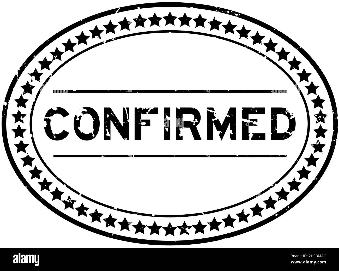 Grunge black confirmed word oval rubber seal stamp on white background ...