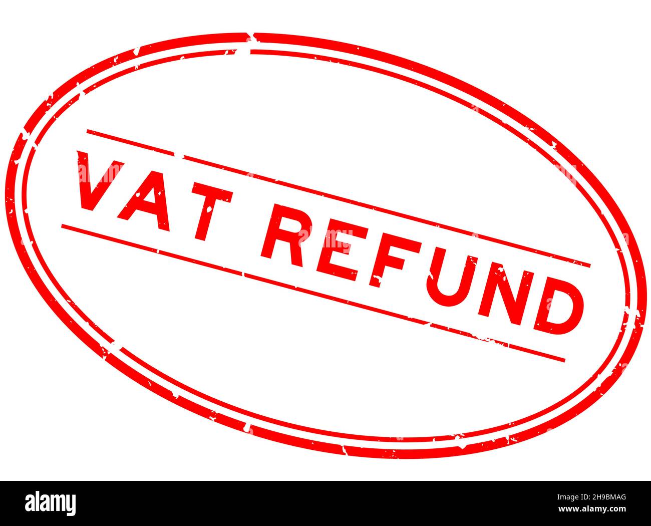 Grunge red vat refund word oval rubber seal stamp on white background ...