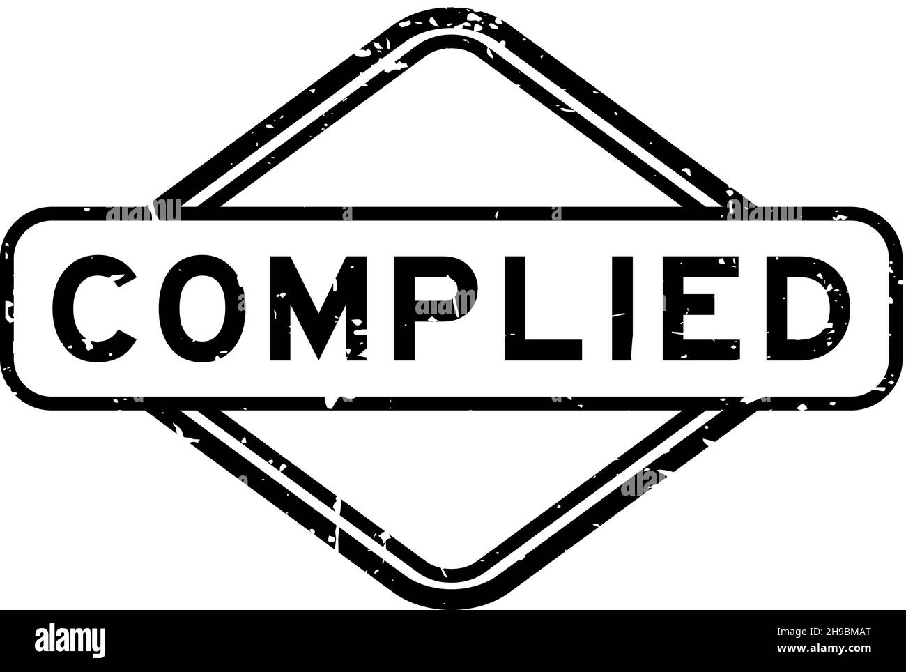 Grunge black complied word rubber square seal stamp on white background ...
