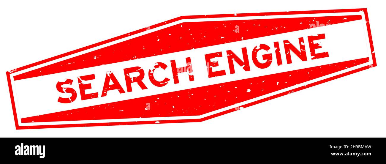 Grunge Red Search Engine Word Hexagon Rubber Seal Stamp On White