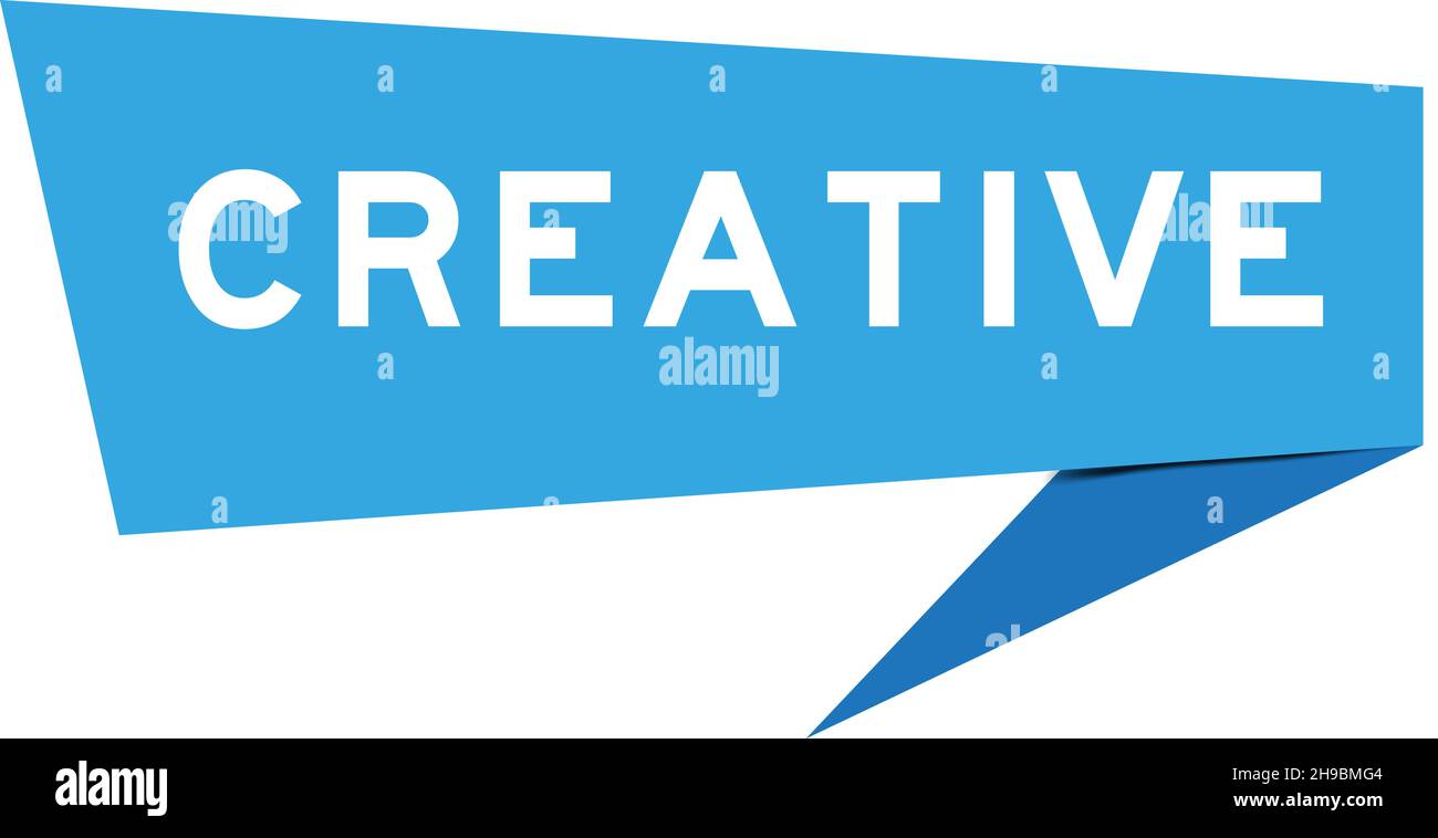 Blue color speech banner with word creative on white background Stock ...