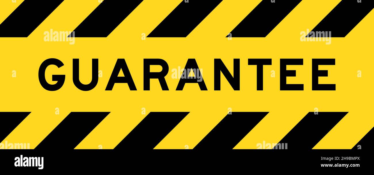 Yellow and black color with line striped label banner with word ...