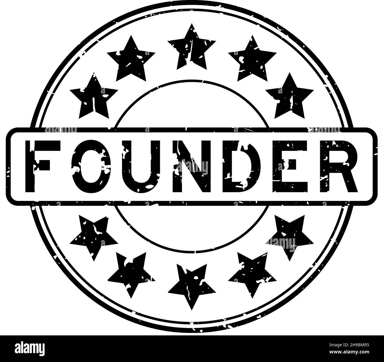 Grunge black founder word with star icon round rubber seal stamp on ... Grunge black founder word with star icon round rubber seal stamp on ...