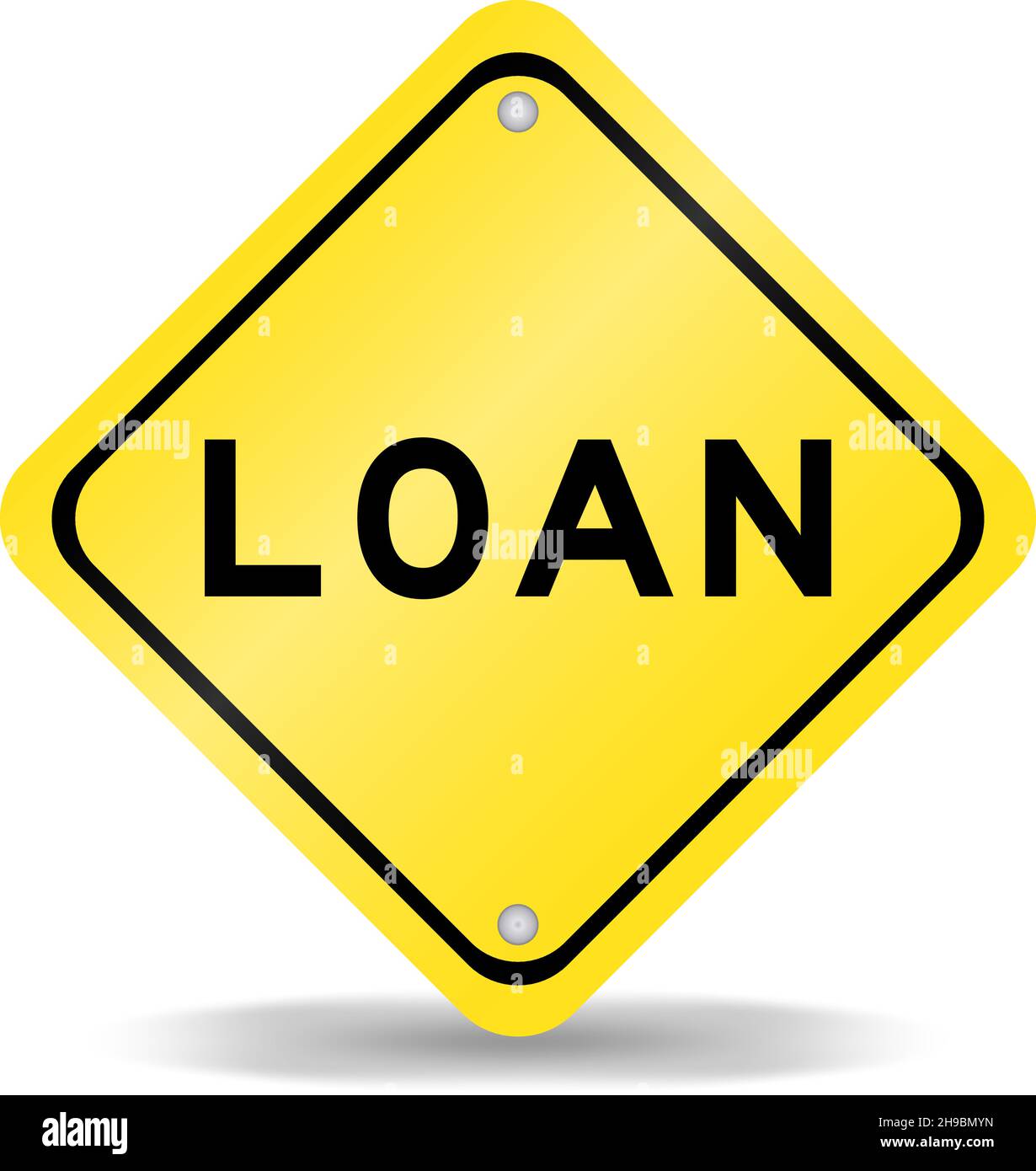 Yellow color transportation sign with word loan on white background ...