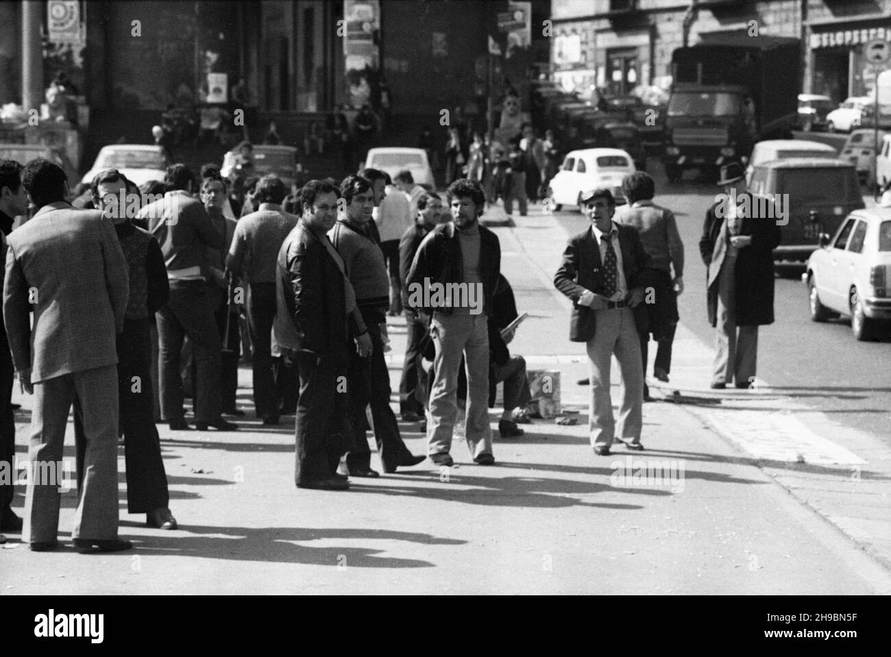 Men discuss the political situation. Rome, Italy, March 1978. Social ...
