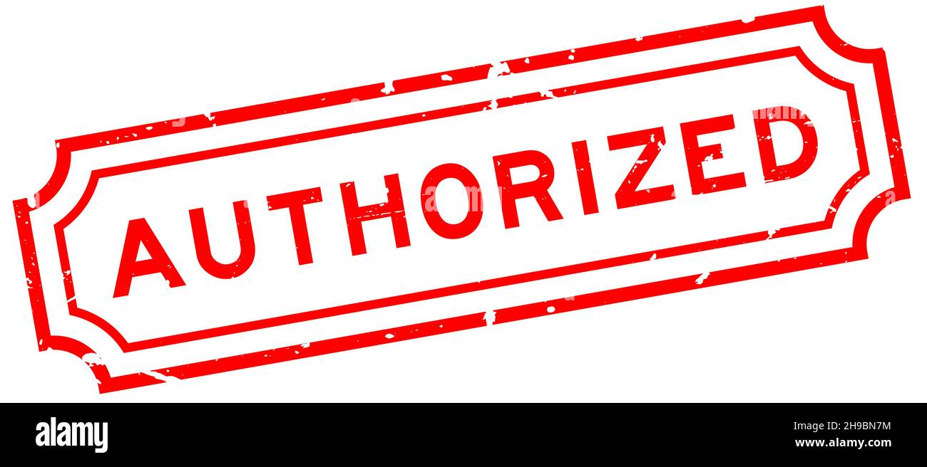 Grunge red authorized word rubber seal stamp on white background Stock ...