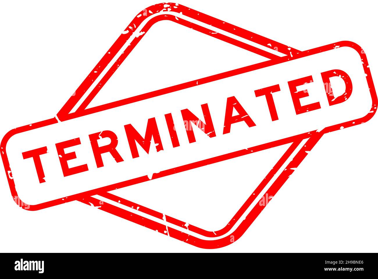 Grunge red terminated word rubber seal stamp on white background Stock ...