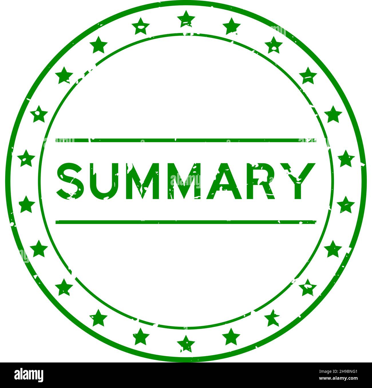 Grunge green summary word round rubber seal stamp on white background ...