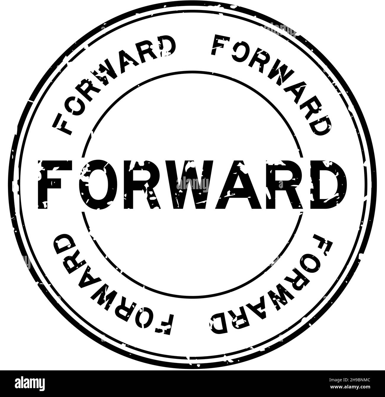 Grunge black forward word round rubber seal stamp on white background ...