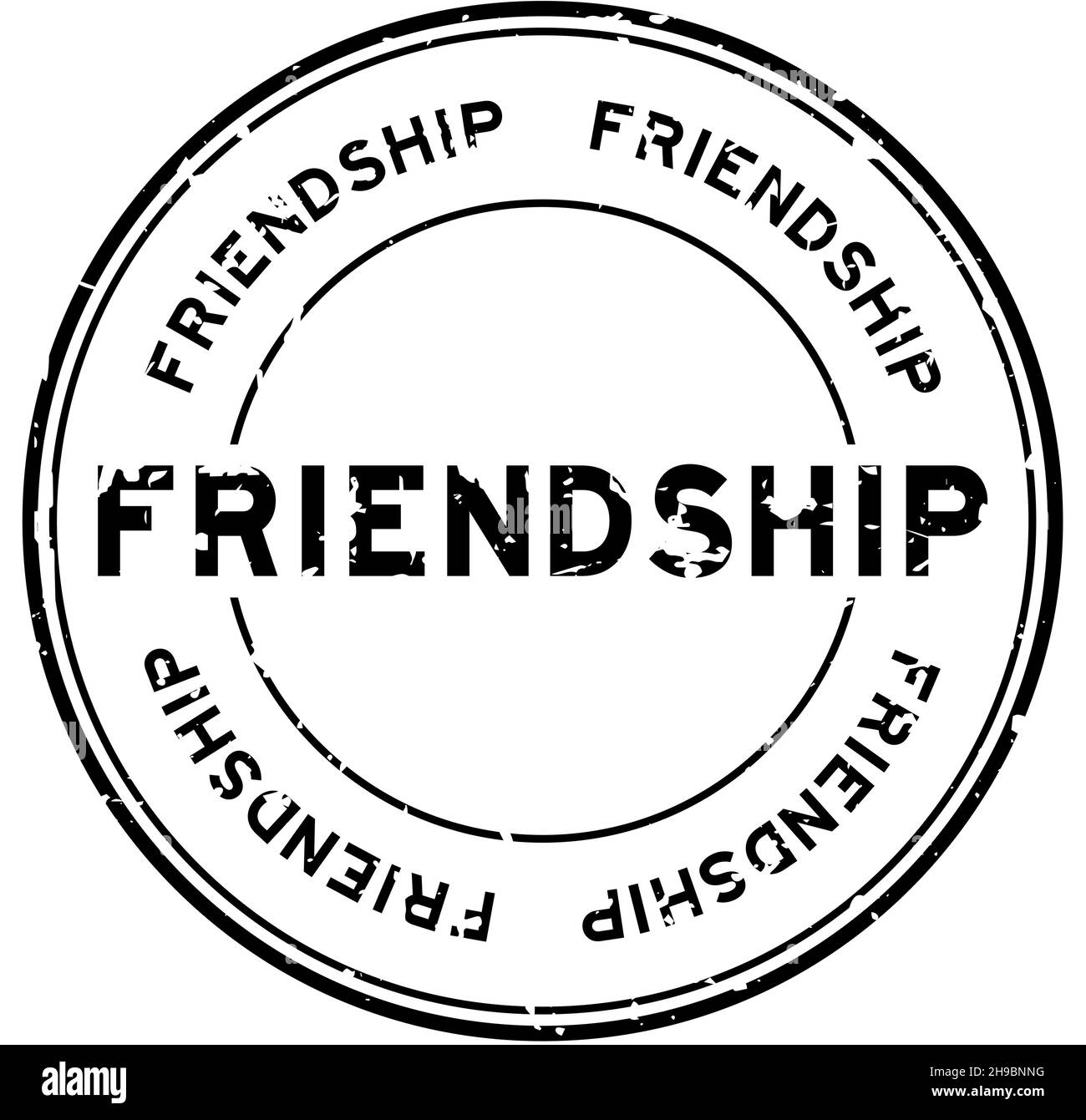 Grunge black friendship word round rubber seal stamp on white ...