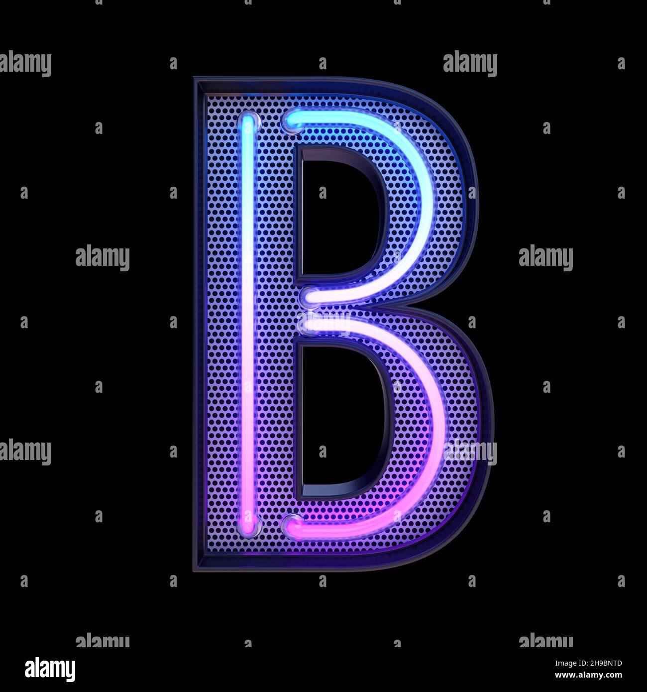 Neon retro Light Alphabet letter B isolated on a black background with ...