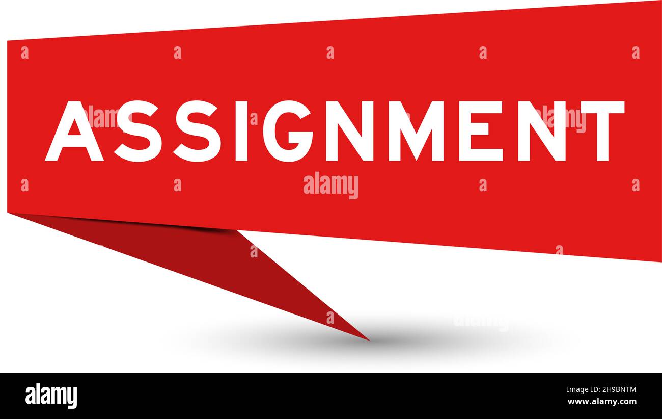 Red color speech banner with word assign on white background Stock ...
