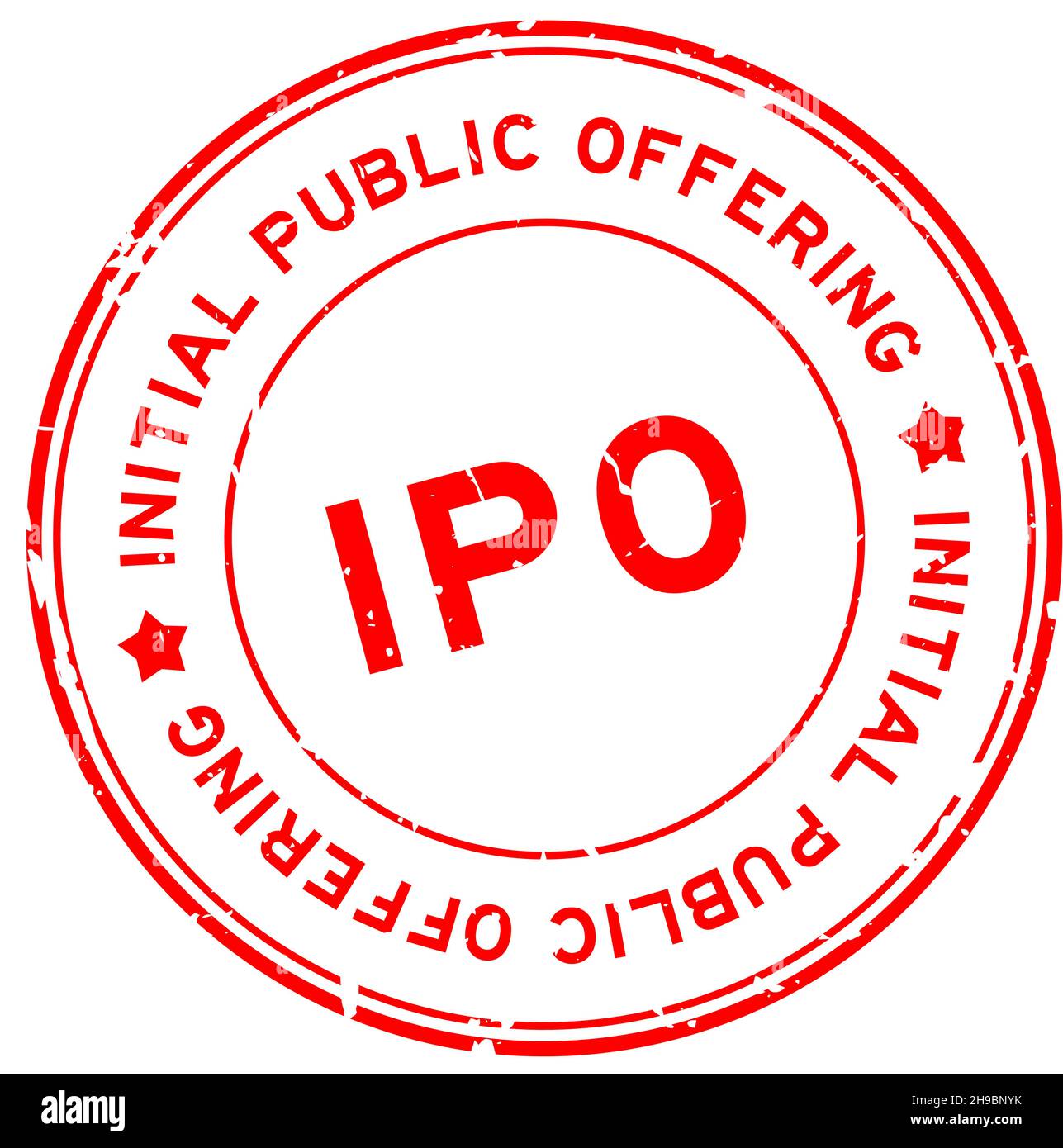 Grunge red IPO Initial Public Offering word round rubber seal stamp on white background Stock ...