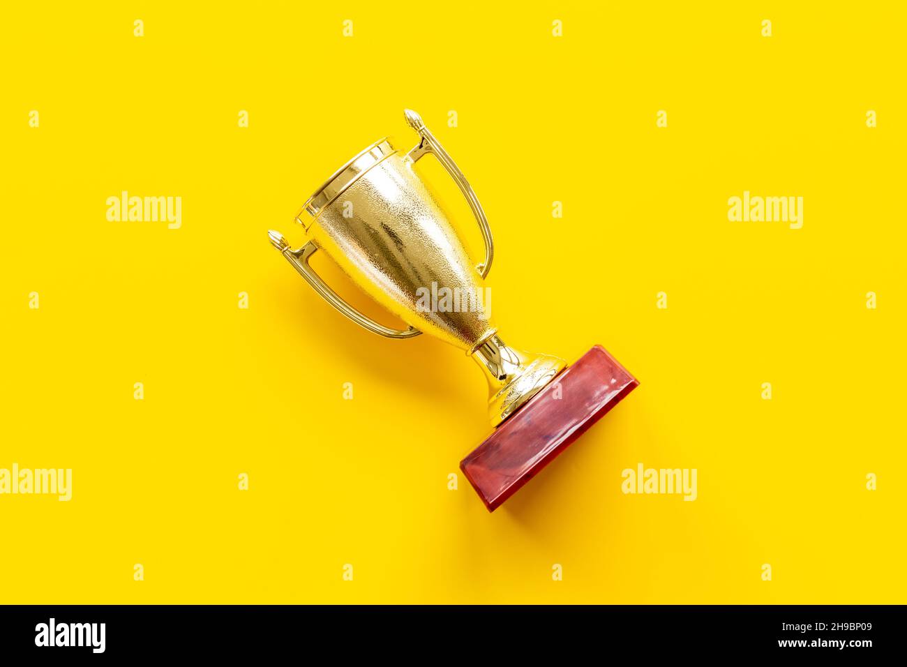 Champion award - golden trophy cup for winner, top view Stock Photo - Alamy