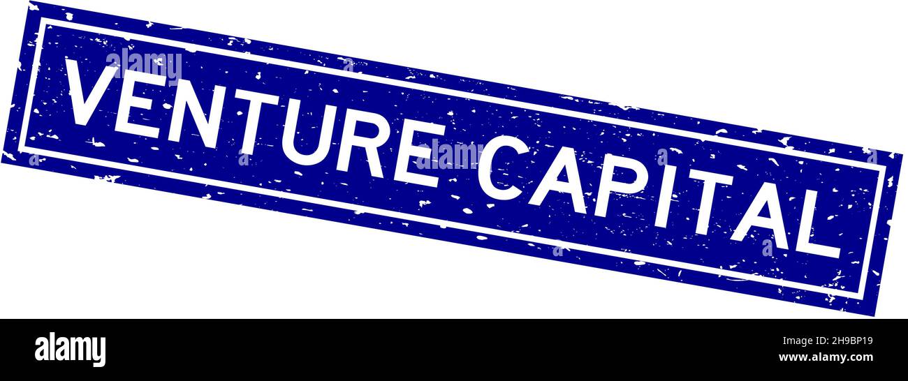 Grunge blue venture capital word square rubber seal stamp on white ...