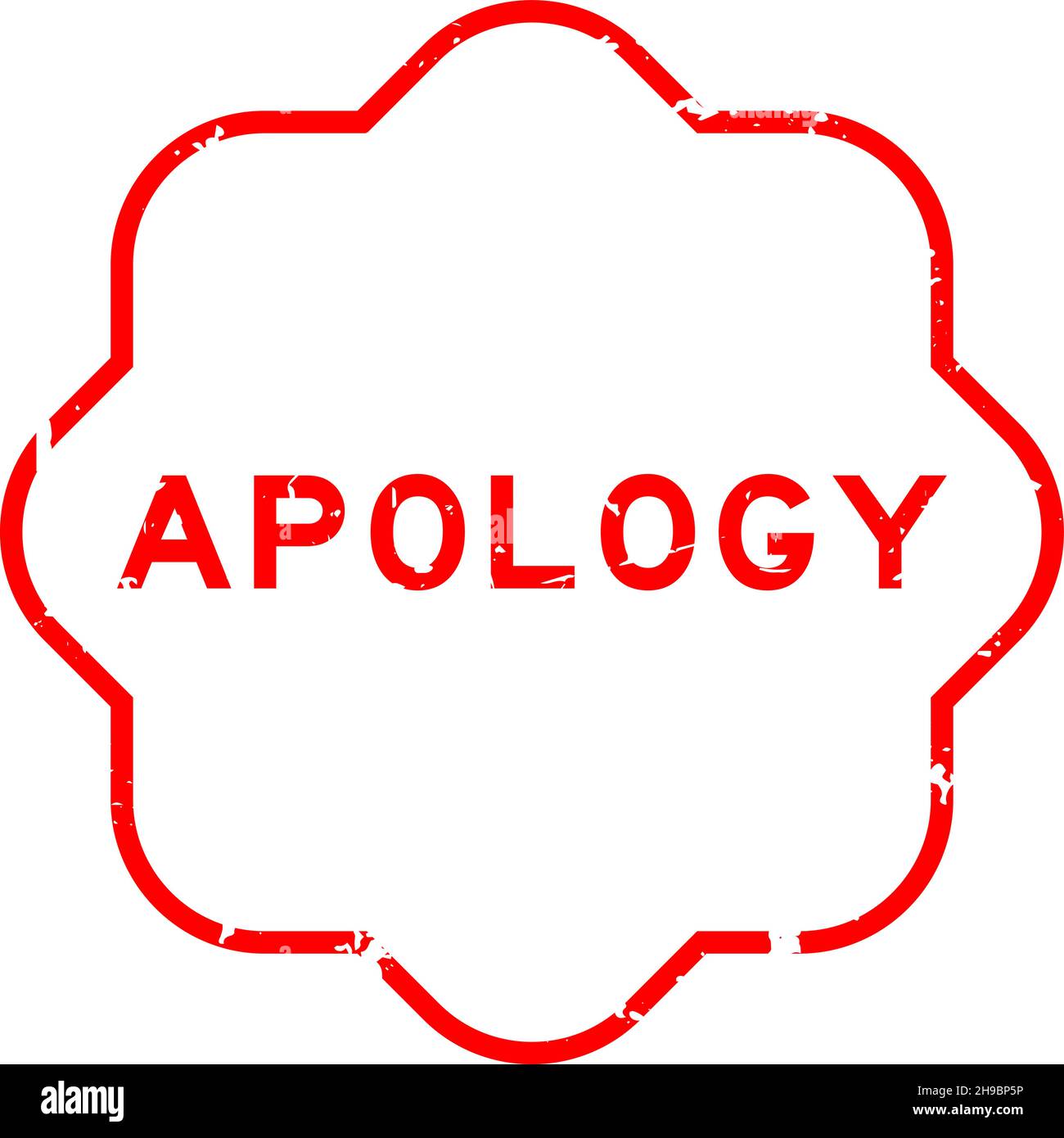 Grunge red apology word rubber seal stamp on white background Stock ...