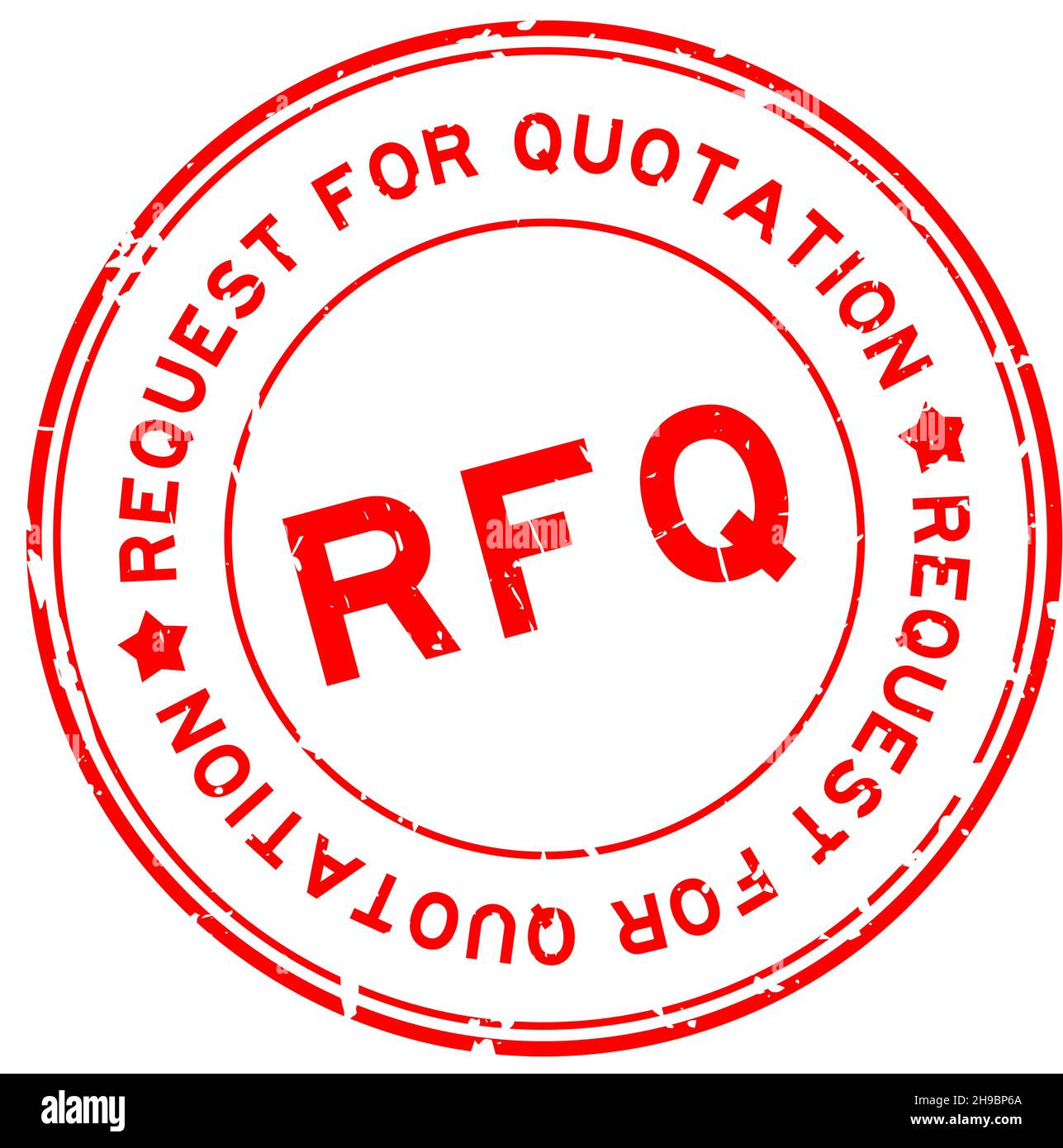 Grunge red RFQ request for quotation word round rubber seal stamp on white background Stock ...