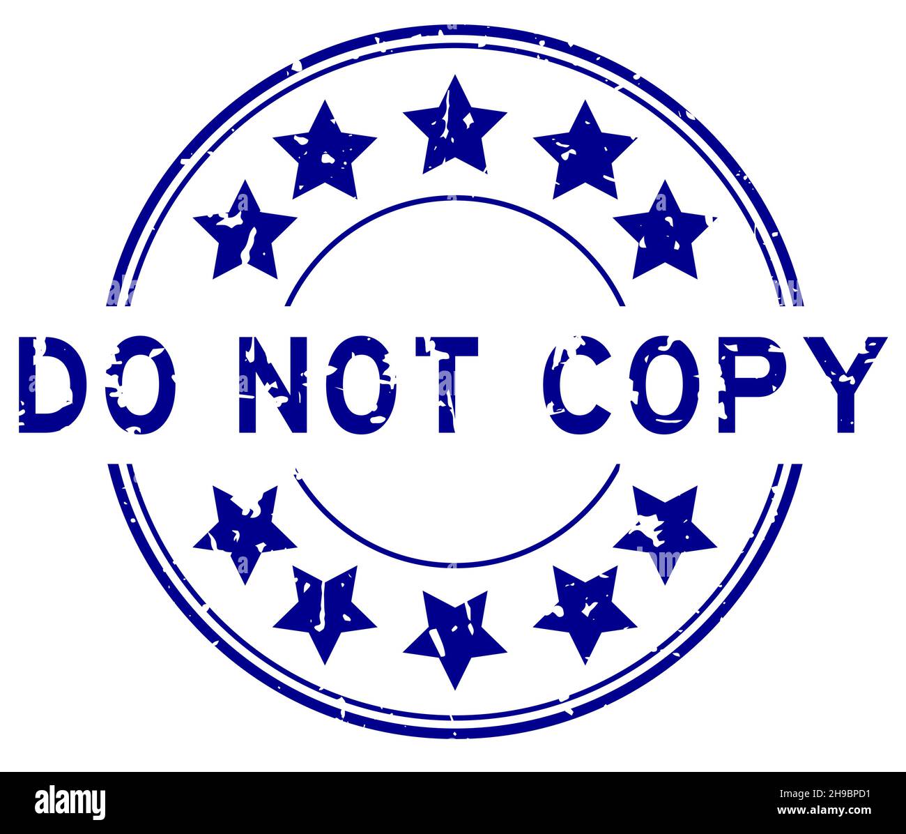 Grunge blue do not copy word with star icon round rubber seal stamp on ...