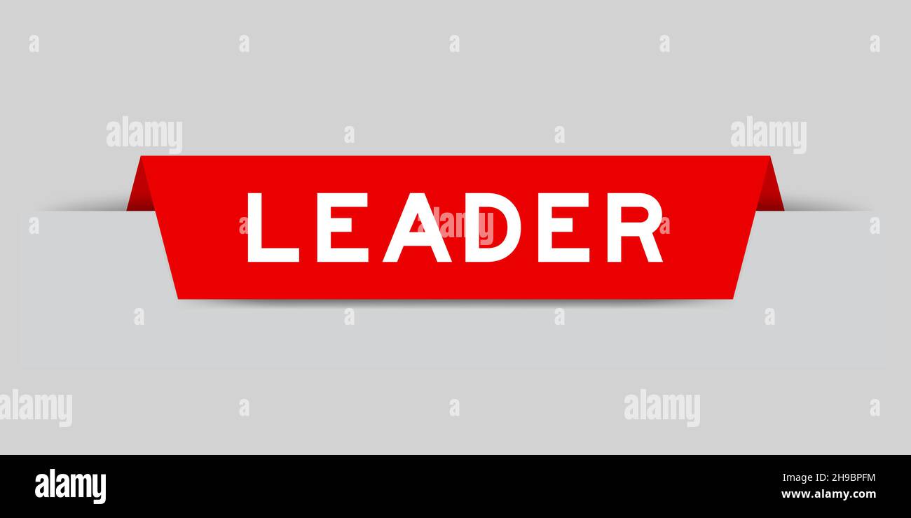 Red color inserted label with word leader on gray background Stock ...