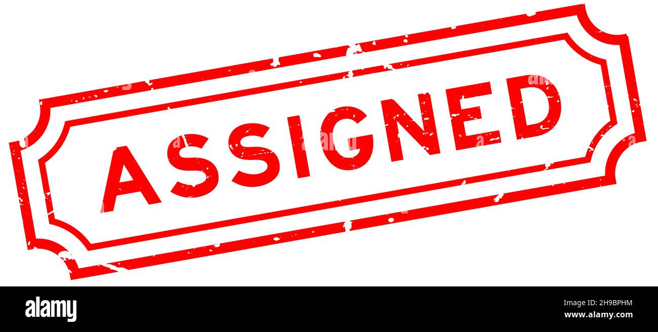 Grunge red assigned word rubber seal stamp on white background Stock ...