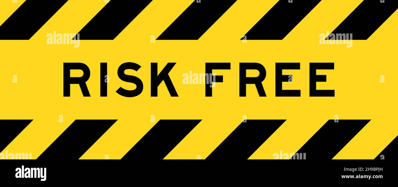 Yellow and black color with line striped label banner with word risk ...