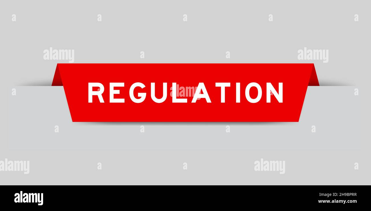 Red color inserted label with word regulation on gray background Stock ...