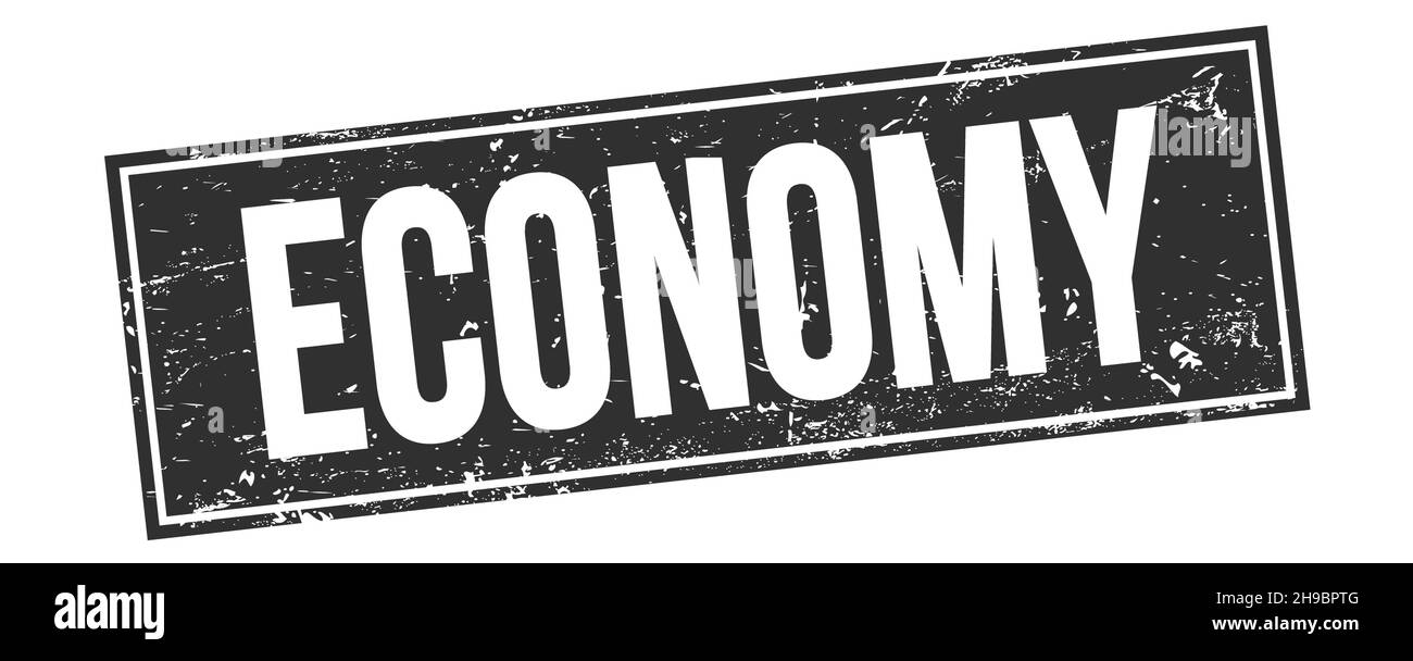 ECONOMY text on black grungy rectangle stamp sign Stock Photo - Alamy