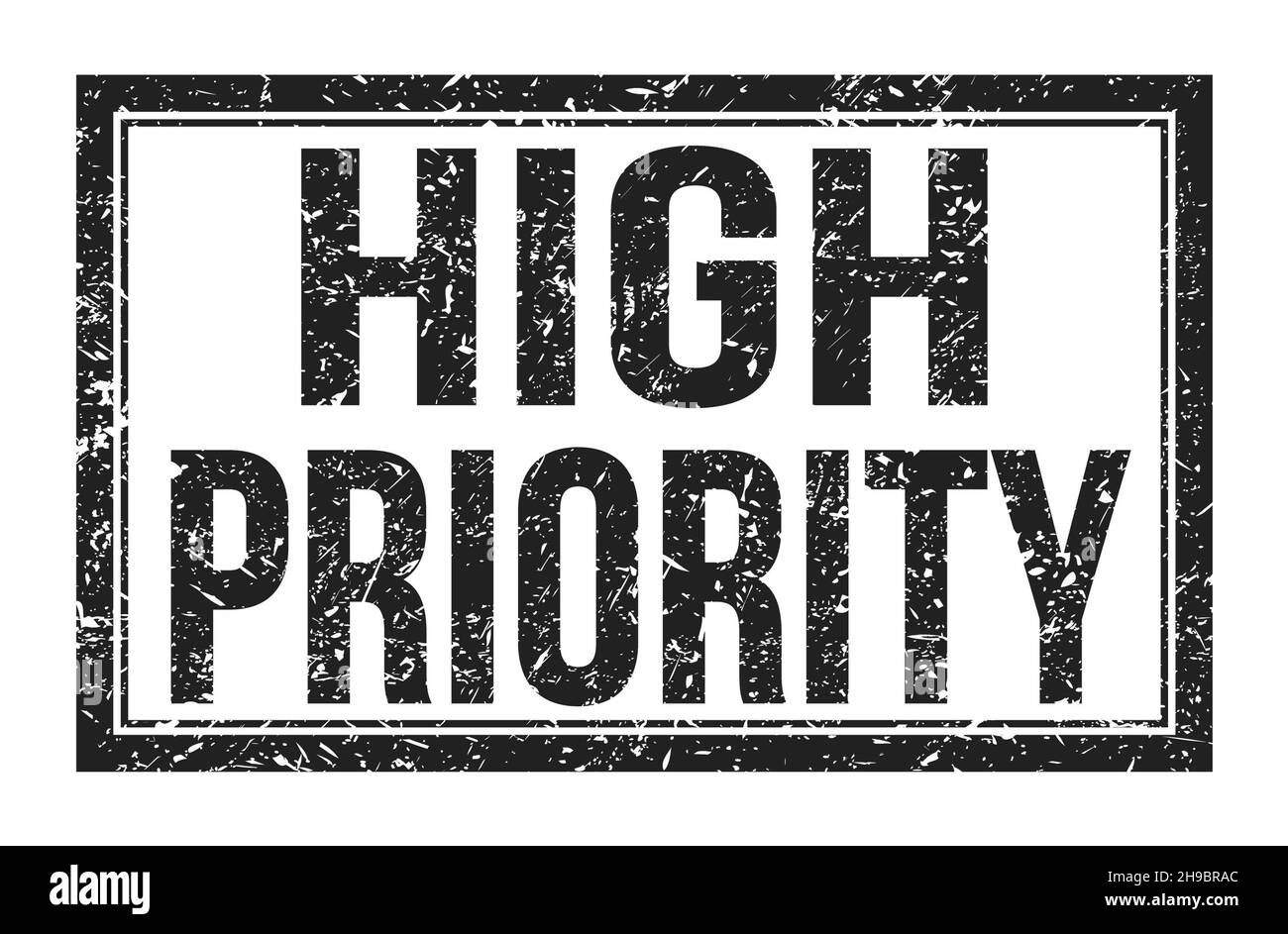 HIGH PRIORITY, words written on black rectangle stamp sign Stock Photo ...