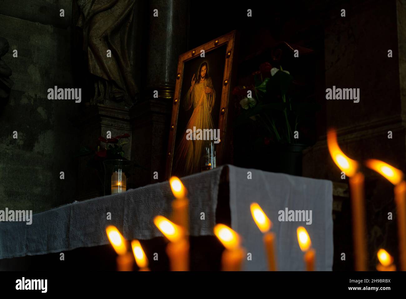 Jesus Christ & Candles Stock Photo - Alamy