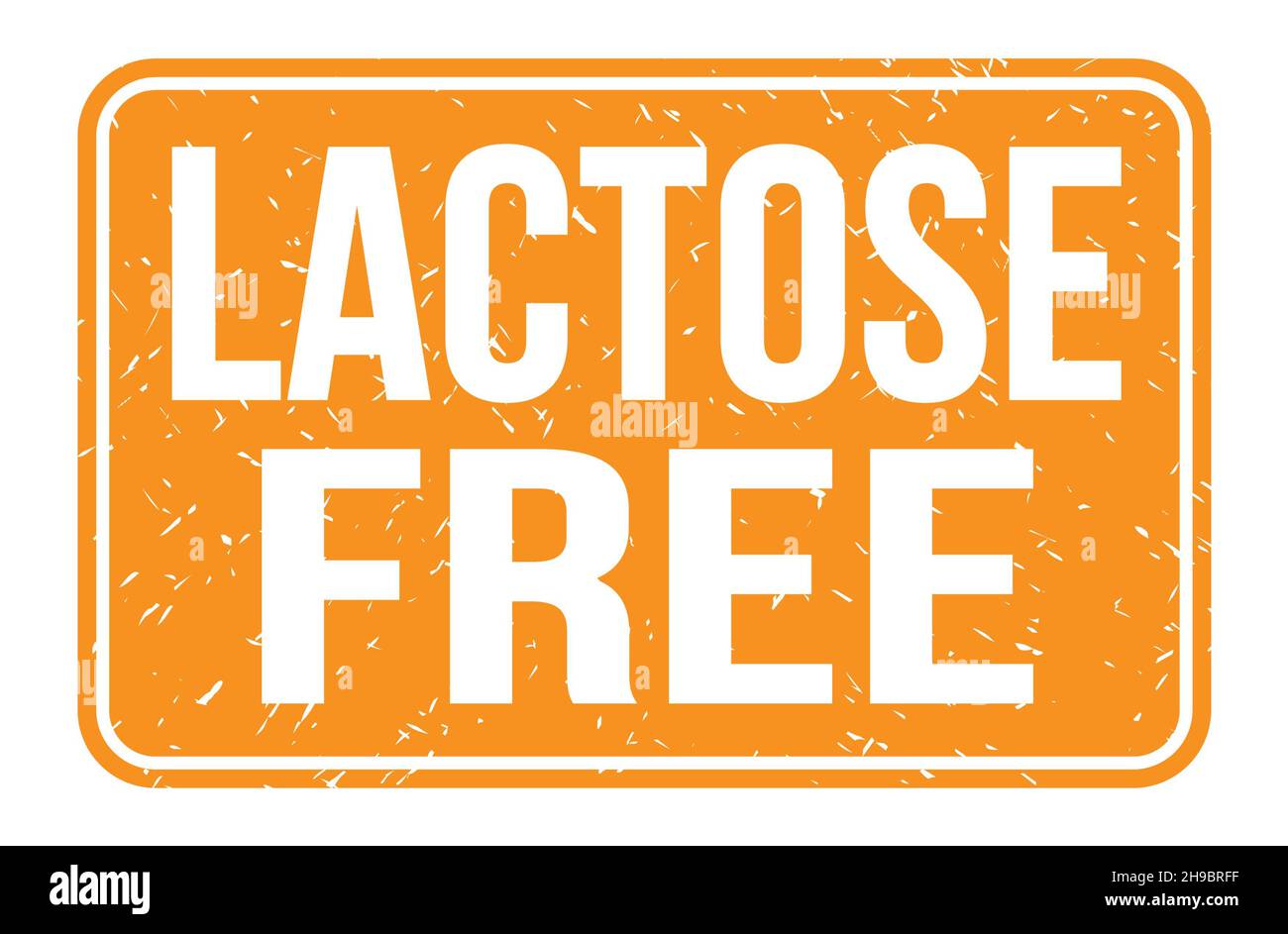 LACTOSE FREE, words written on orange rectangle stamp sign Stock Photo - Alamy