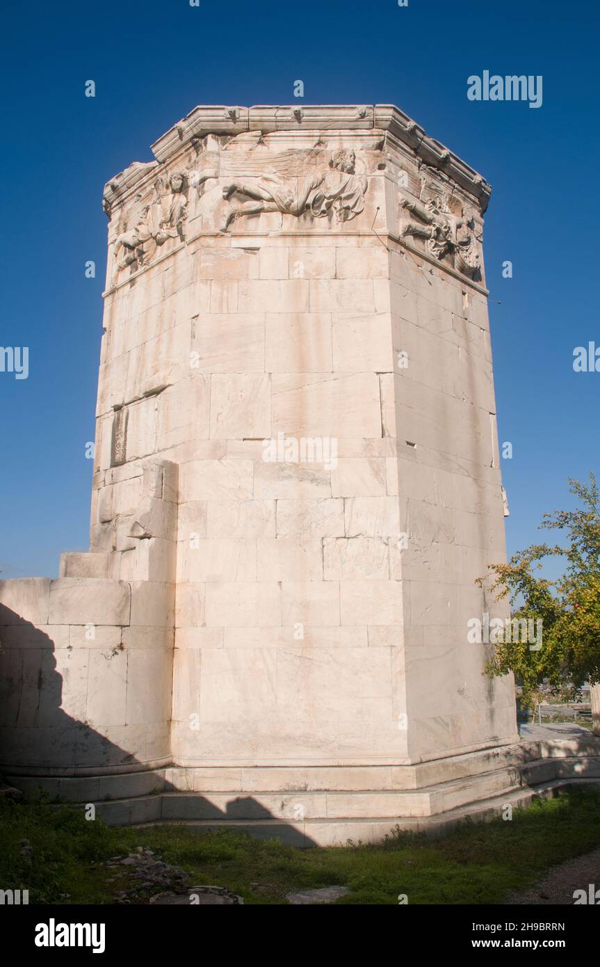 Greece, Athens, The Roman Agora, The Tower of the Winds (AERIDES Stock ...