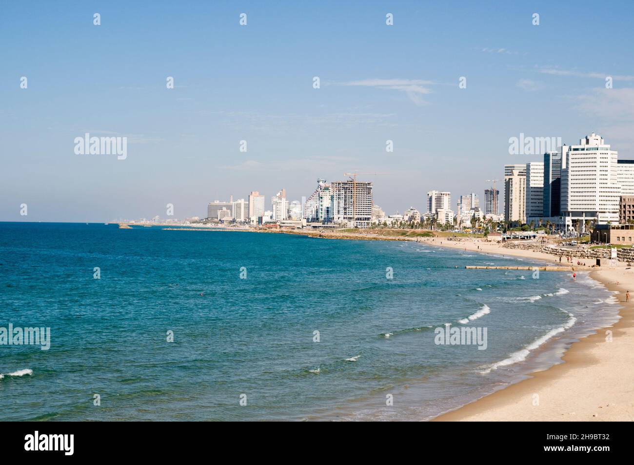 Israel, Tel Aviv coastline as seen from south from Old Jaffa Stock ...