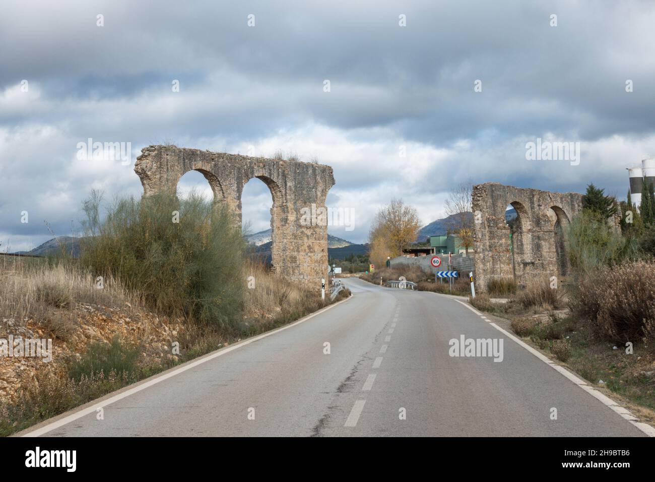 Remains of a 4th century roman aqueduct bridge near ronda, Andalucia ...