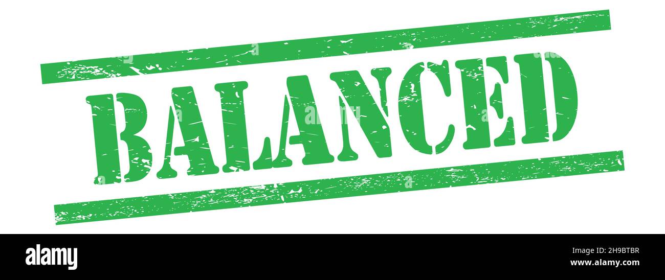 BALANCED text on green grungy vintage rubber stamp Stock Photo - Alamy