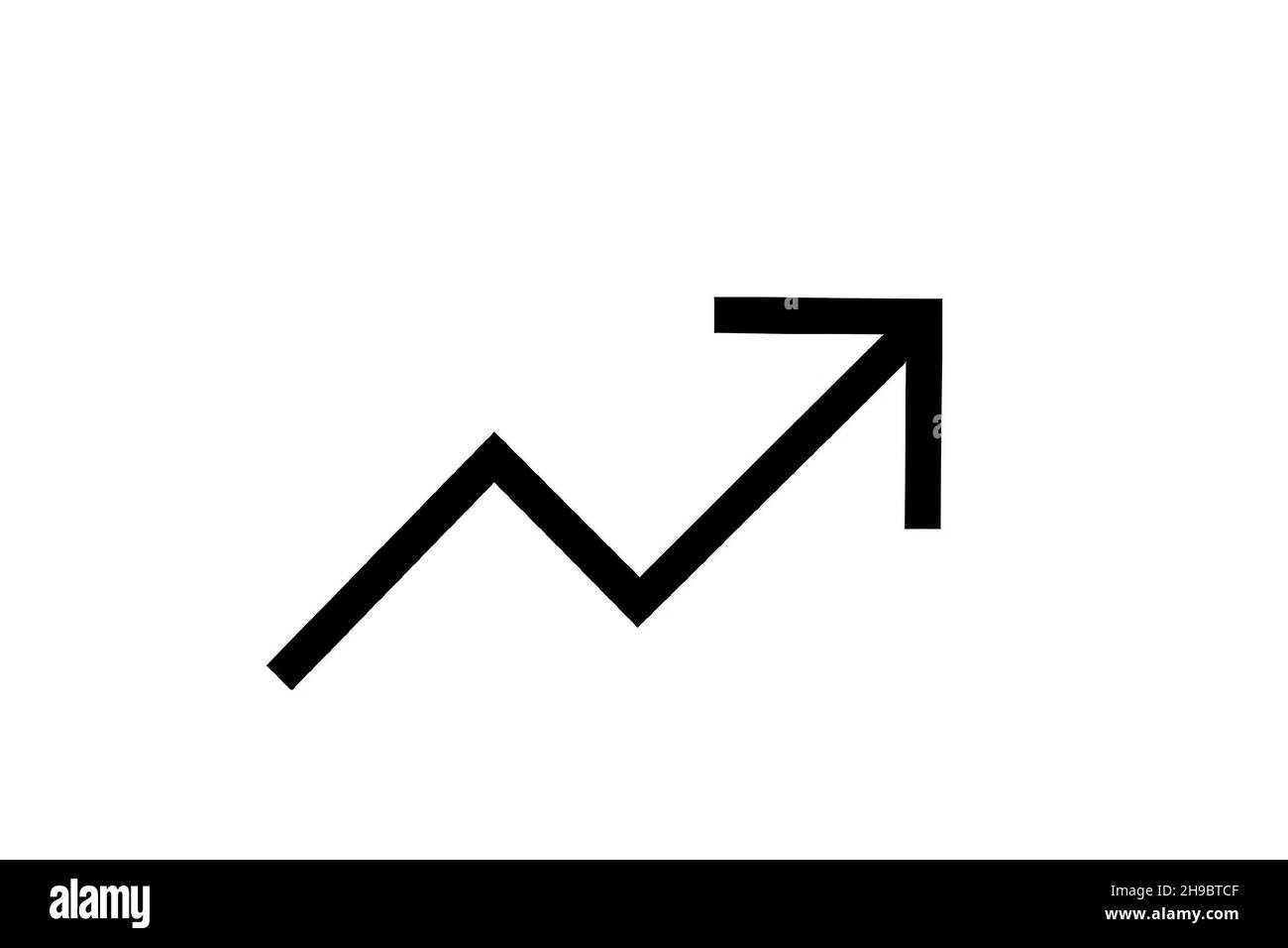 Black upward line with arrow isolated on white color background Stock ...