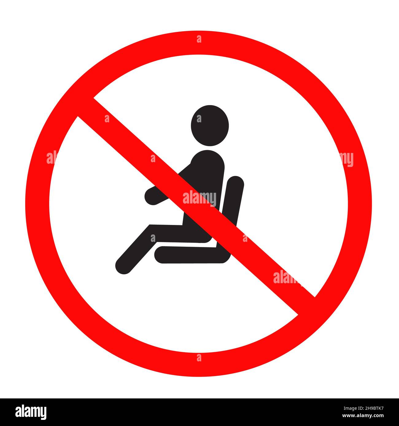 No sitting icon on white background. do not sit on sign. flat style ...
