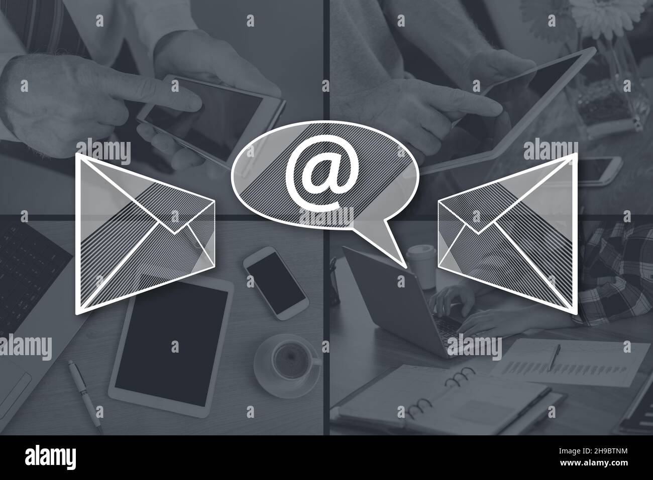 Email concept illustrated by pictures on background Stock Photo - Alamy