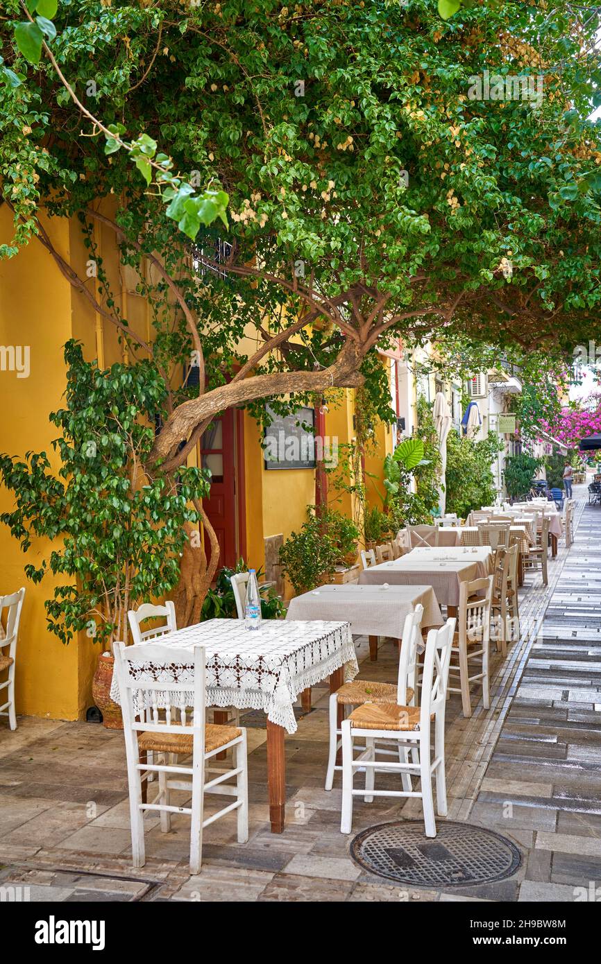 Old Town restaurant, Nauplion (Nafplion or Nafplio), Greece Stock Photo ...