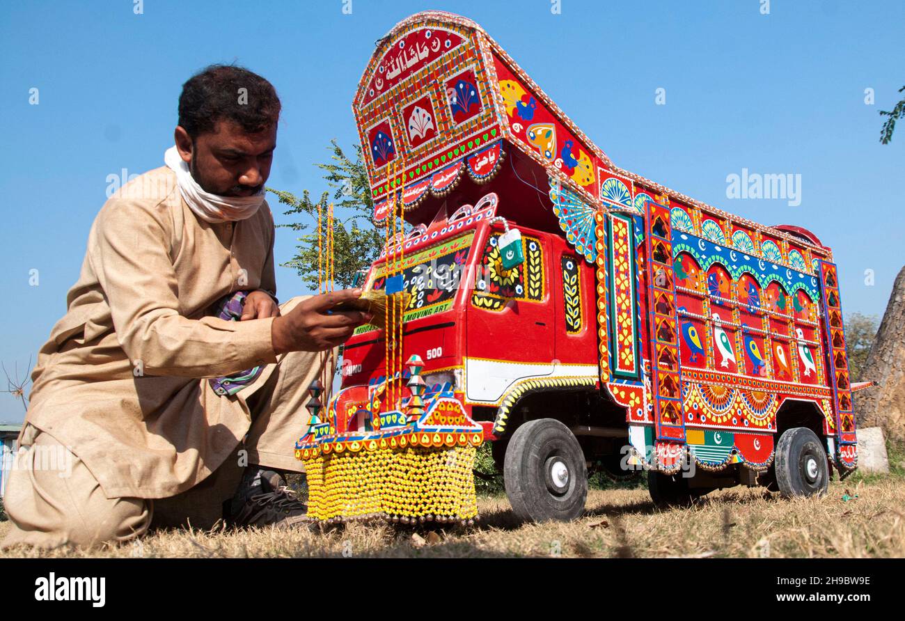 Islamabad, Pakistan December 26, 2021 - Beautifully decorated truck ...