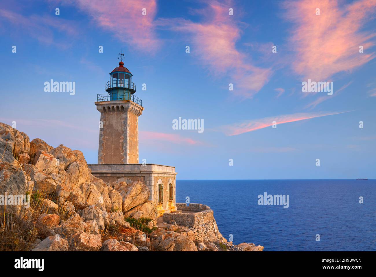 Lighthouse at Cape Tenaro, Mani, Matapan, Peloponnse, Greece Stock ...