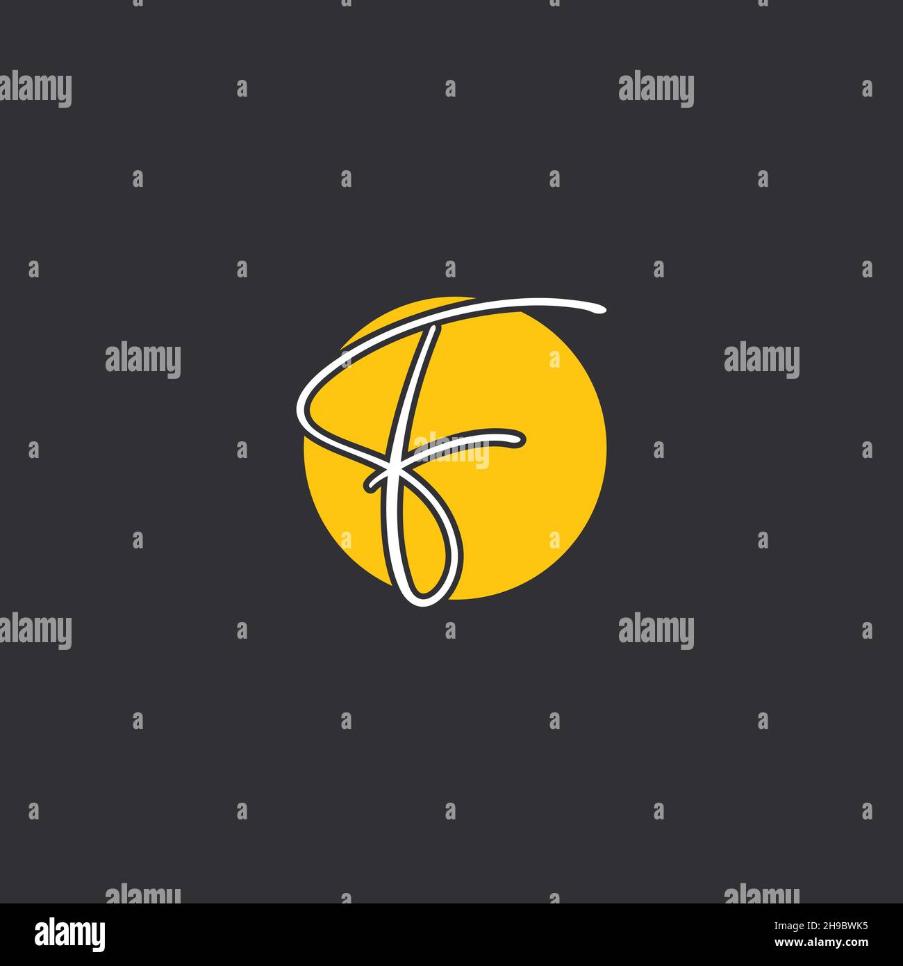 F Initial handwriting logo Logo With Circle Stock Vector Image & Art ...